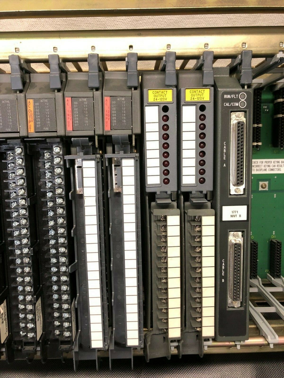 Allen Bradley 1771-A4B 16 Slot I/O Chassis w 1771-P7 Power Supply, 9 I ...