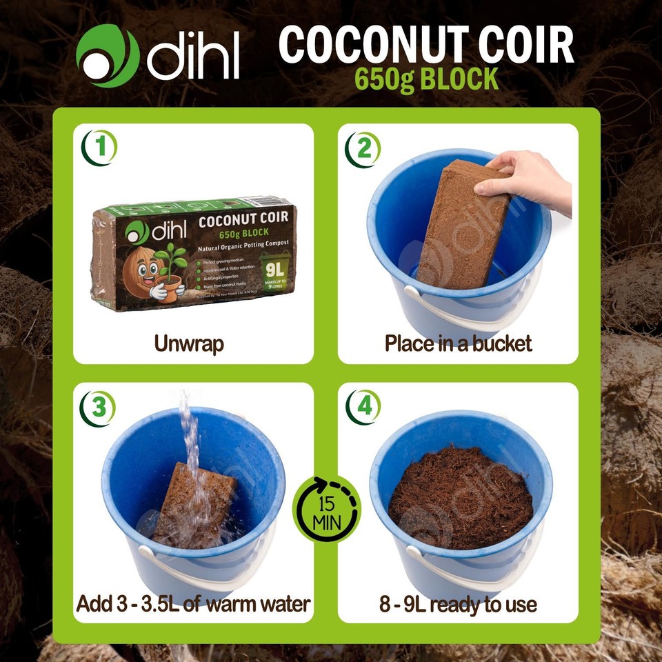 9L Coco Coir Brick Multi Purpose Potting Compost Compressed Peat Free ...