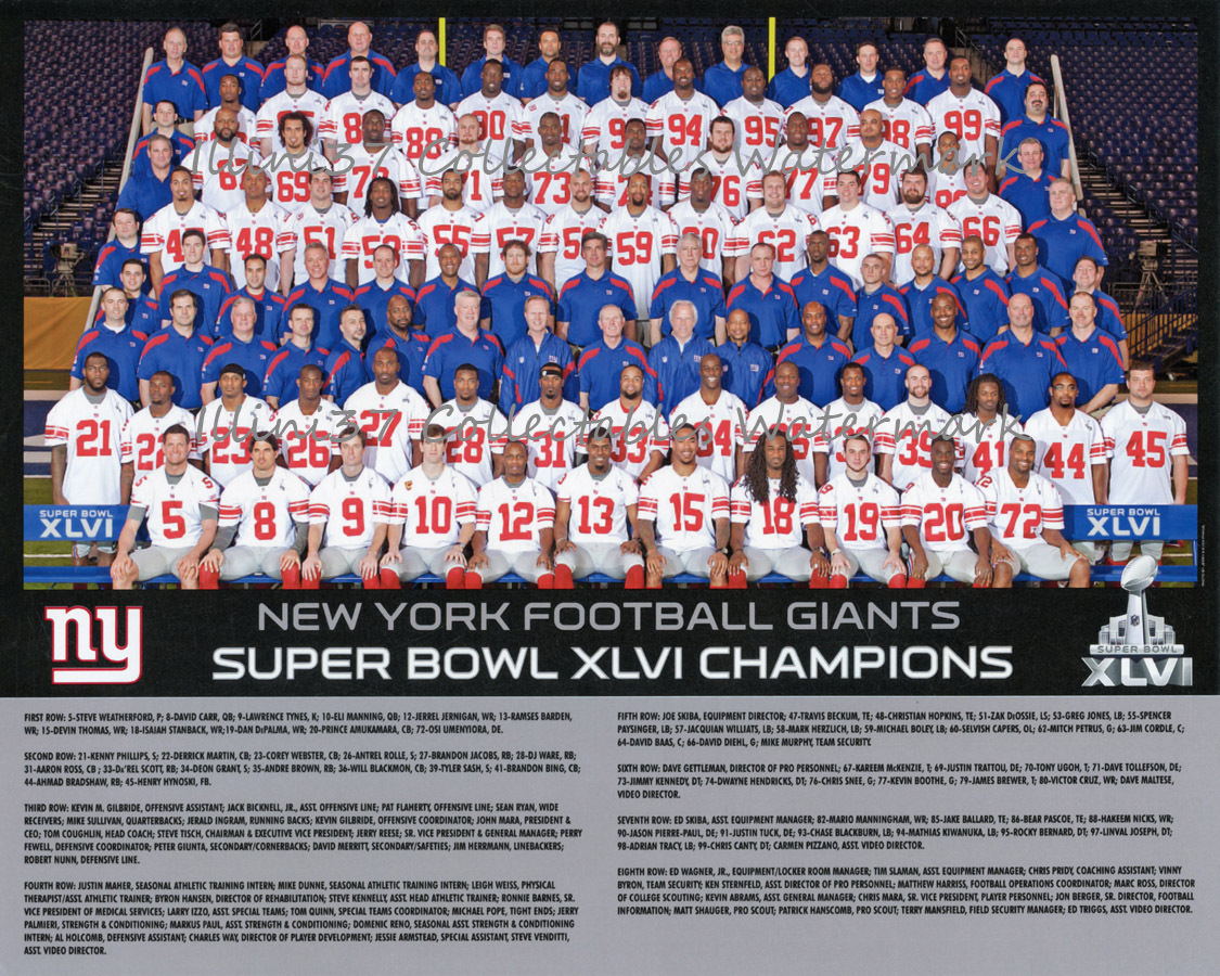 2011 NEW YORK GIANTS SUPER BOWL 46 CHAMPIONS 8X10 TEAM PHOTO PICTURE | eBay