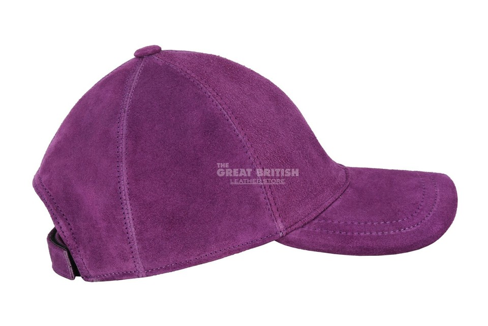 UNISEX BASEBALL CAP STYLE PURPLE SUEDE REAL SOFT LEATHER HIP-HOP CAP ...