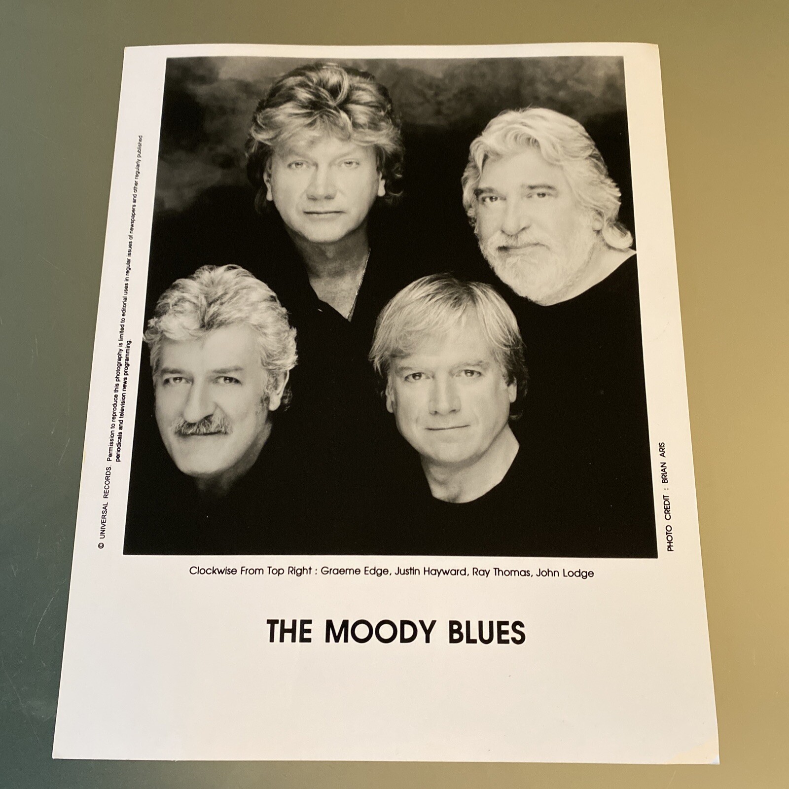 B/W Press Photo Legendary Band The Moody Blues Hayward Lodge Thomas ...