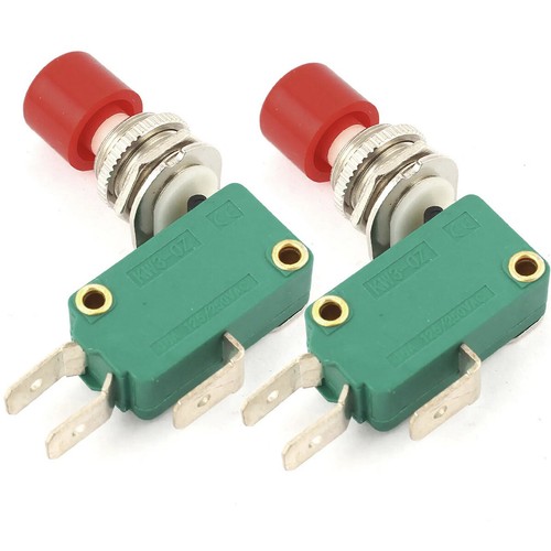 2pc AC 125V/250V 16A SPDT NO NC Momentary Red Cap Push Button Micro ...