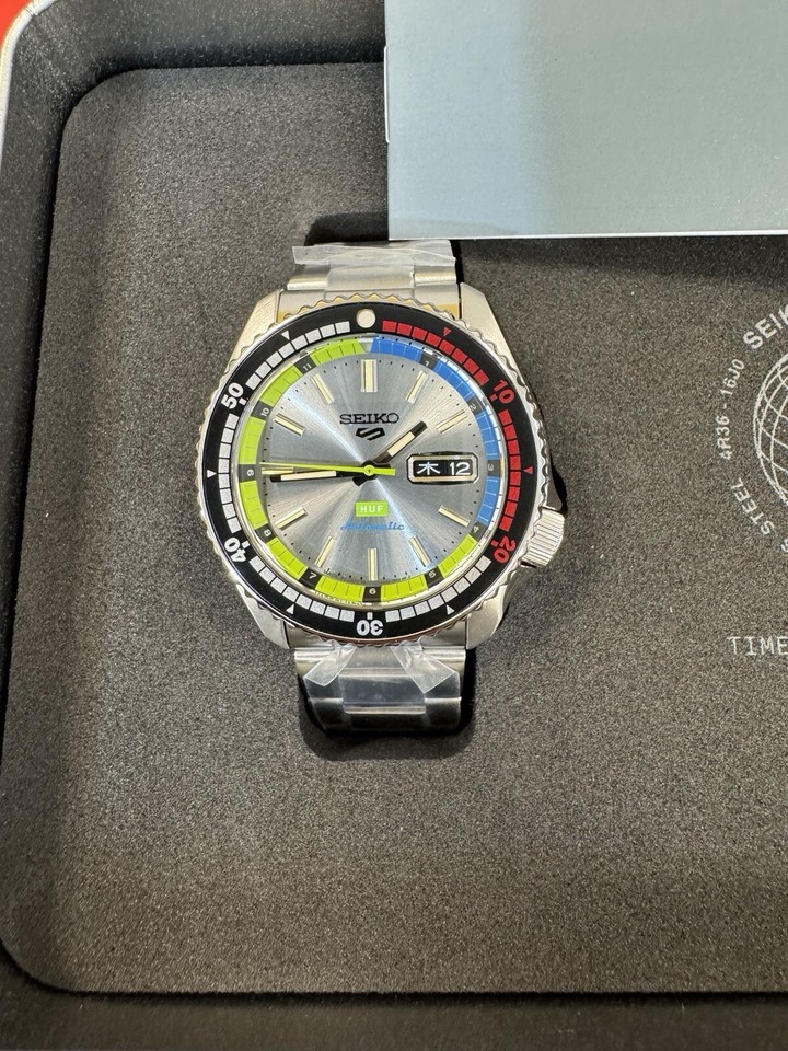 Seiko 5 Automatic Silver Dial Men's HUF Limited Edition Watch SRPL33 ...