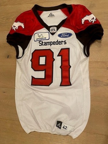 Game Used Mike Rose 2018 Rookie Calgary Stampeders CFL Adidas Jersey NC ...