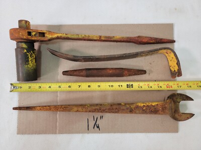 5 Vintage Ironworker Tools Spud Wrench 1 1/4" Open End & Socket & Drift ...