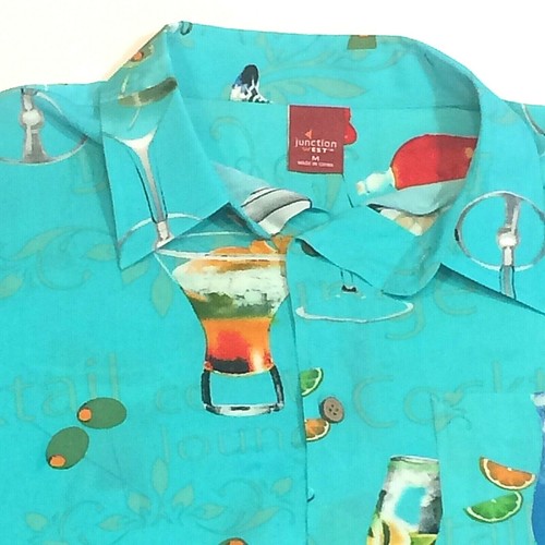 Junction West Mens Med Shirt Hawaiian Camp Cocktails Lounge Party ...
