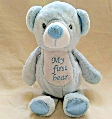 Kellytoy My First Bear Blue Teddy Bear Plush Animal Rattle Satin Feet ...