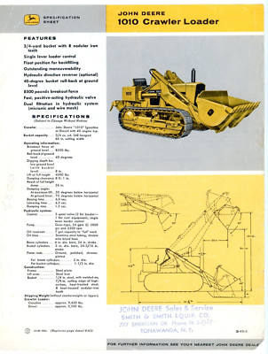 John Deere 1010 Crawler Loader 1960 2-page sales brochure | eBay