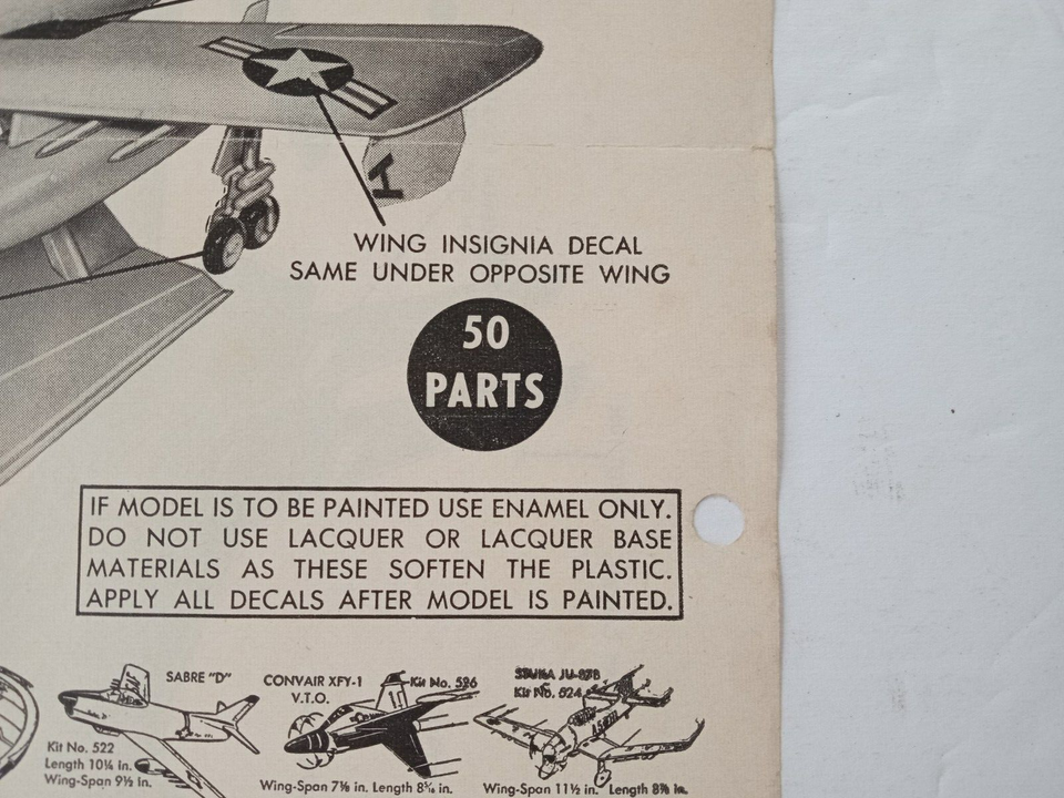 1958 LINDBERG REPUBLIC XF-91 THUNDERCEPTOR Model Kit 513-98 Instruction ...