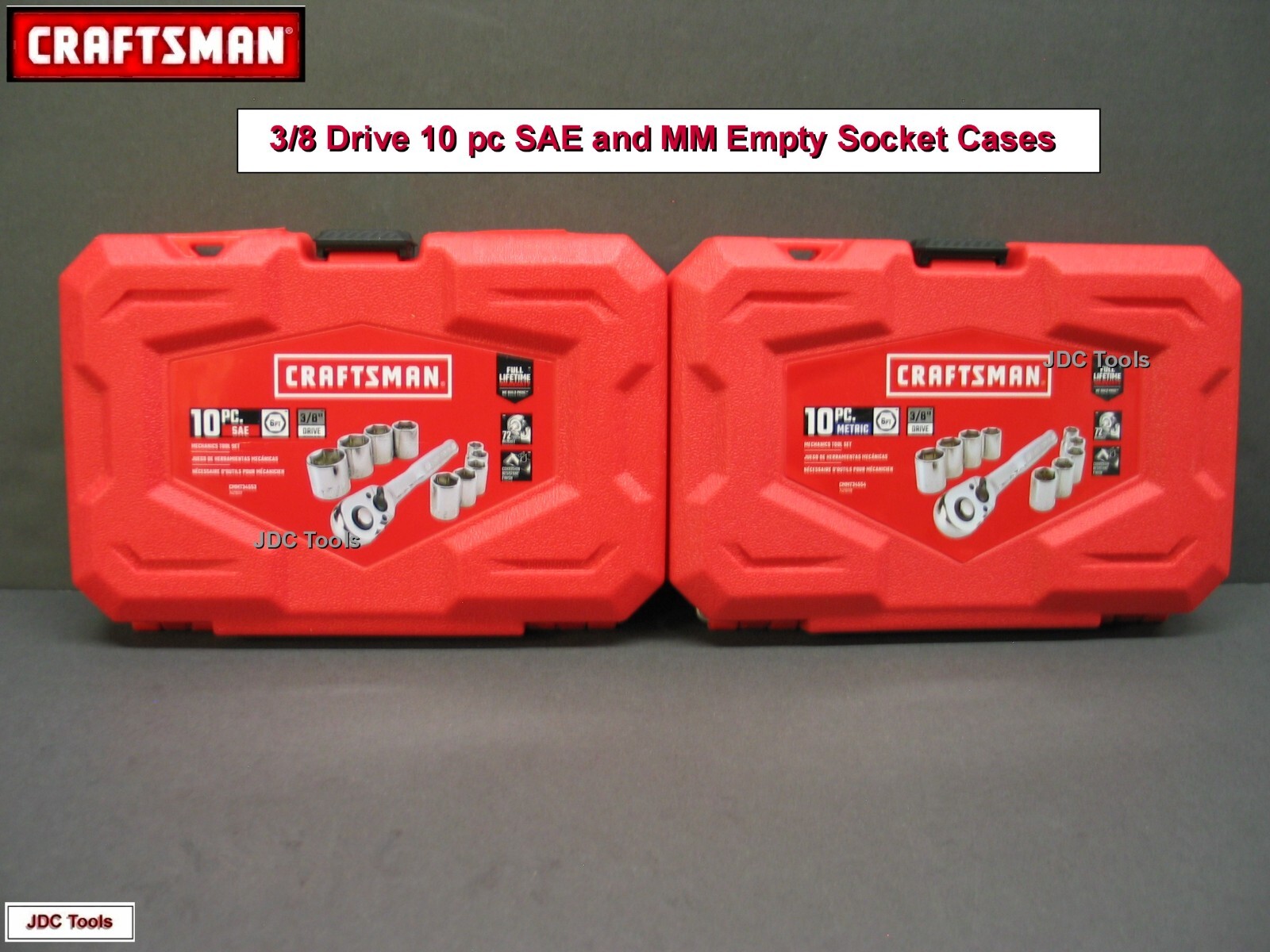 *EMPTY CASES* CRAFTSMAN 10pc STANDARD & 10pc METRIC 3/8 DRIVE RATCHET ...