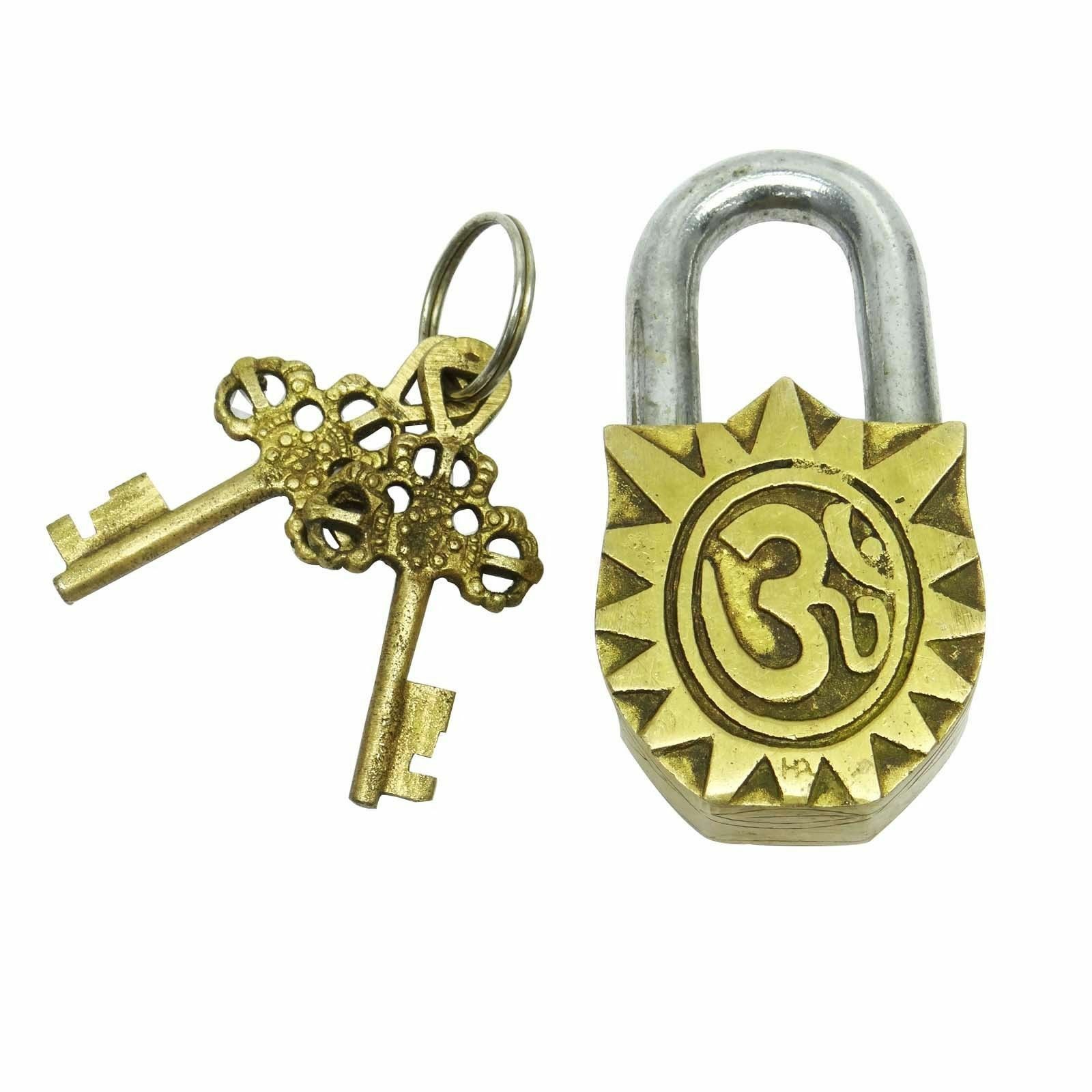Brass Door Lock Lord Ganesha Religious God Design Padlock Full Safety ...