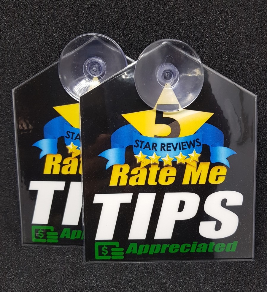 Two Tips Removable Signs Display Card UBERs LYFTs Propina Tips Decal ...