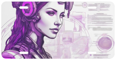 Purple Scema Female Cyborg Sketch License Plate 6 X 12 Inches Aluminum ...