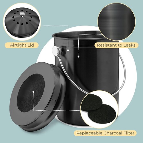 EPICA Countertop Compost Bin Kitchen | 1.3 Gallon | Odorless Composting ...