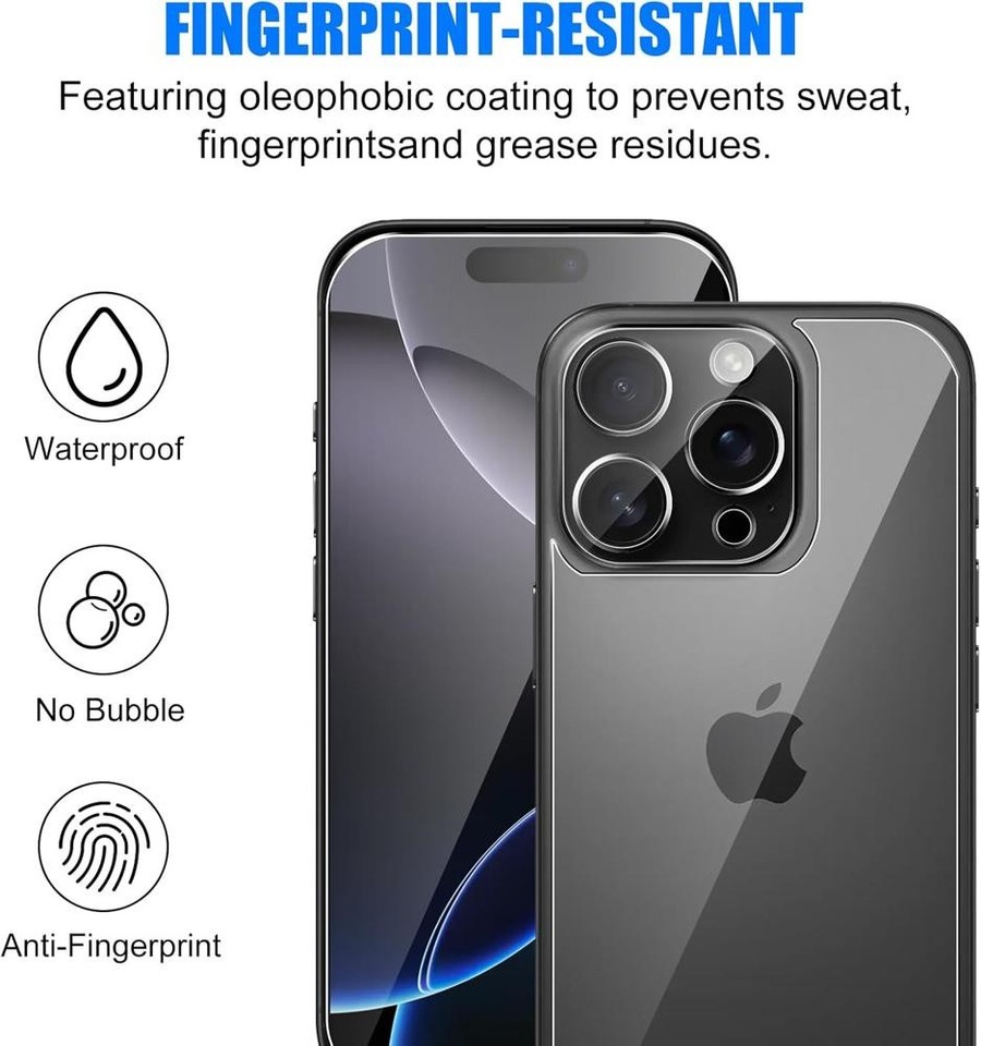 Full Coverage HD Screen Protector for Mobile Phone iPhone 16Pro 3 Piece ...