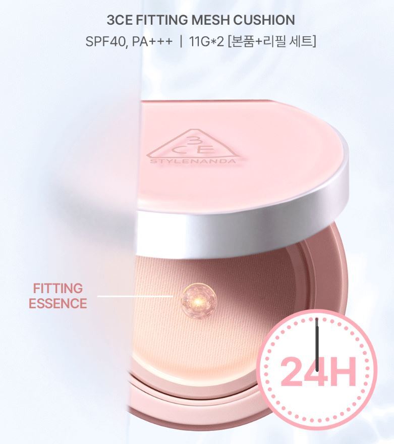 3CE FITTING MESH Cushion 11g + Refill 11g (SPF40 PA+++, 2024 NEW ...