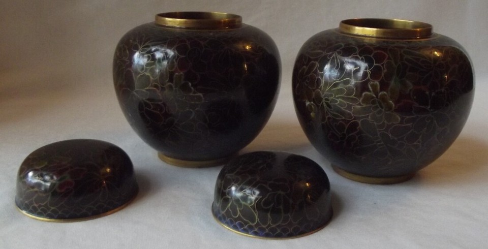 GORGEOUS PAIR OF VINTAGE CHINESE CLOISONNE JINGFA MILLEFIORI GINGER ...