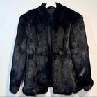 Genuine 100% Rabbit Fur • Size Large• Vintage Black Coat Jacket ...