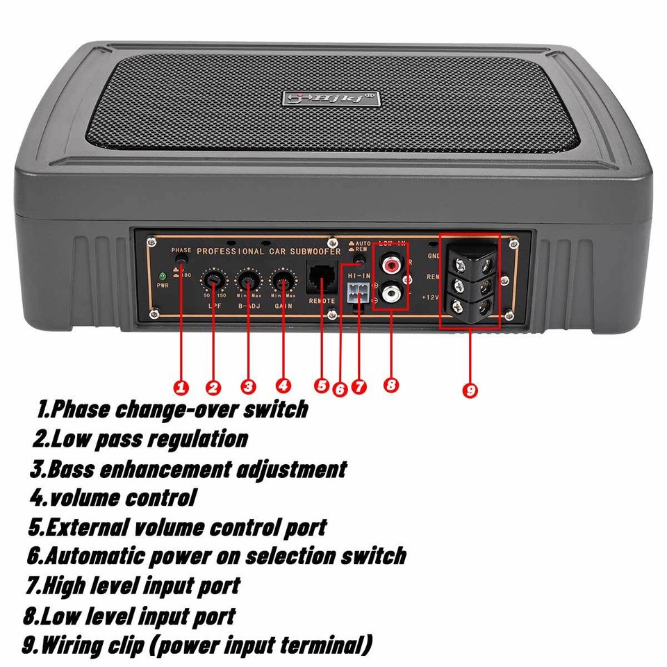 1200W Active Underseat Car Bass Box Audio Subwoofer Sub Speaker ...