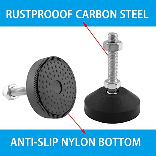 4 Pcs M10 Leveling Feet with T-Nut Anti Skid Threaded Rubber Feet ...