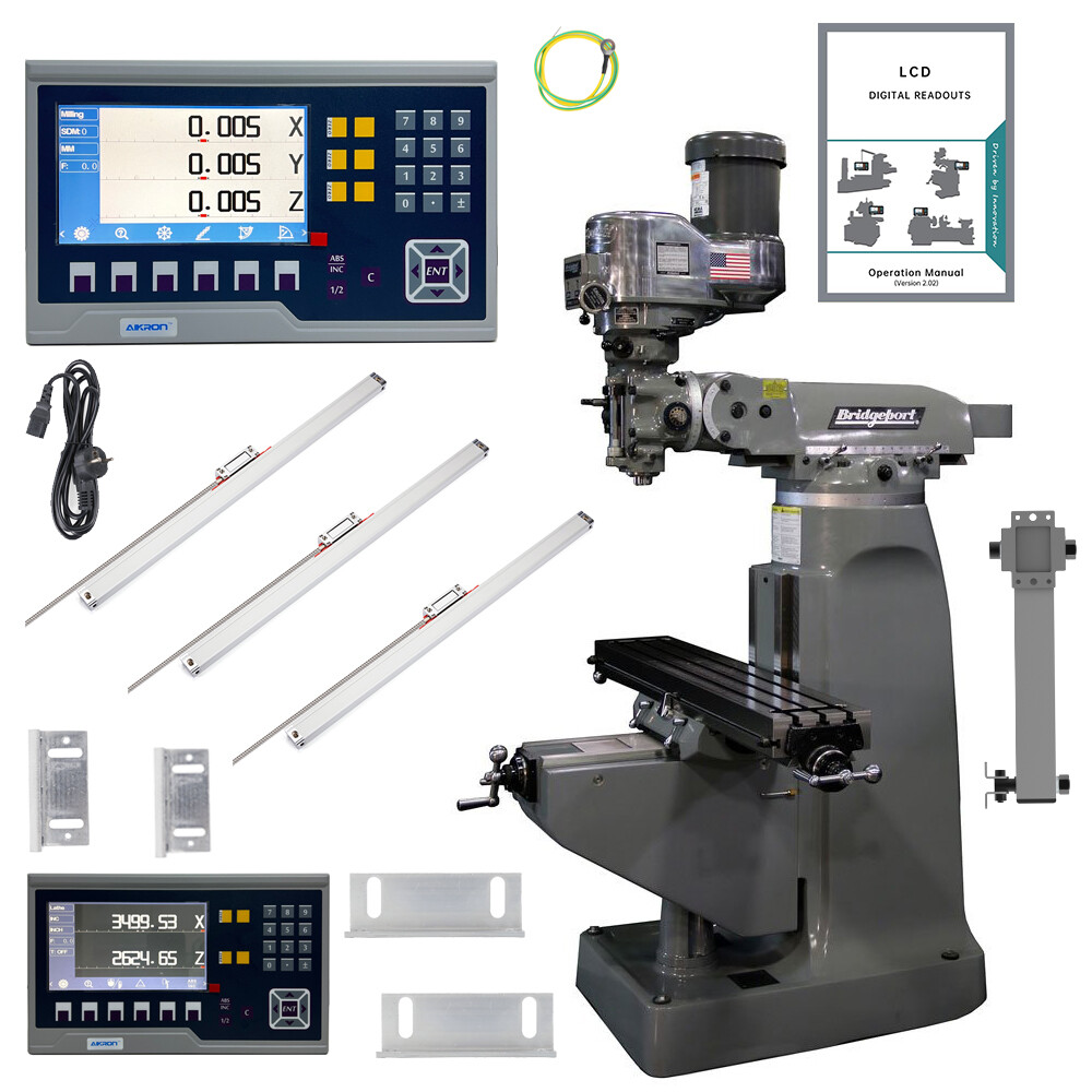 3 Axis Milling Machine LCD Digital Readout DRO Kit With Linear Scale 36 ...