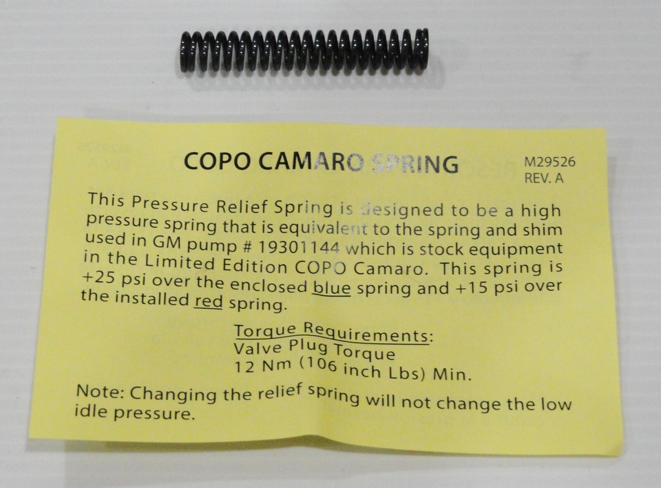 LS1 LS6 LS2 LQ4 Oil Pump +25% Pressure COPO Camaro Spring for Melling ...