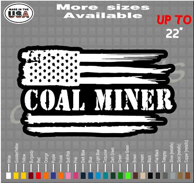 Coal Miner American Flag Vinyl Decal Sticker | Coal Miner Flag Decals ...