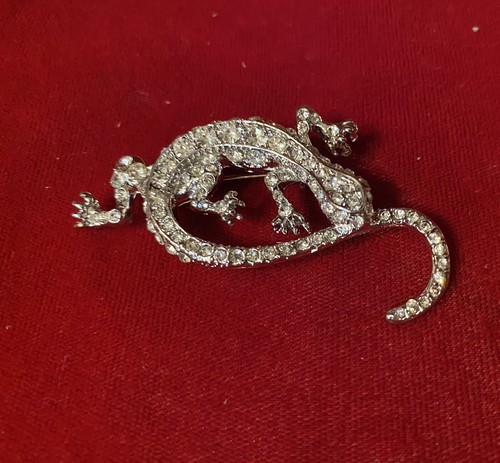 Vintage Sparkle Clear Crystal Rhinestone Lizard Animal Brooch Pin | eBay