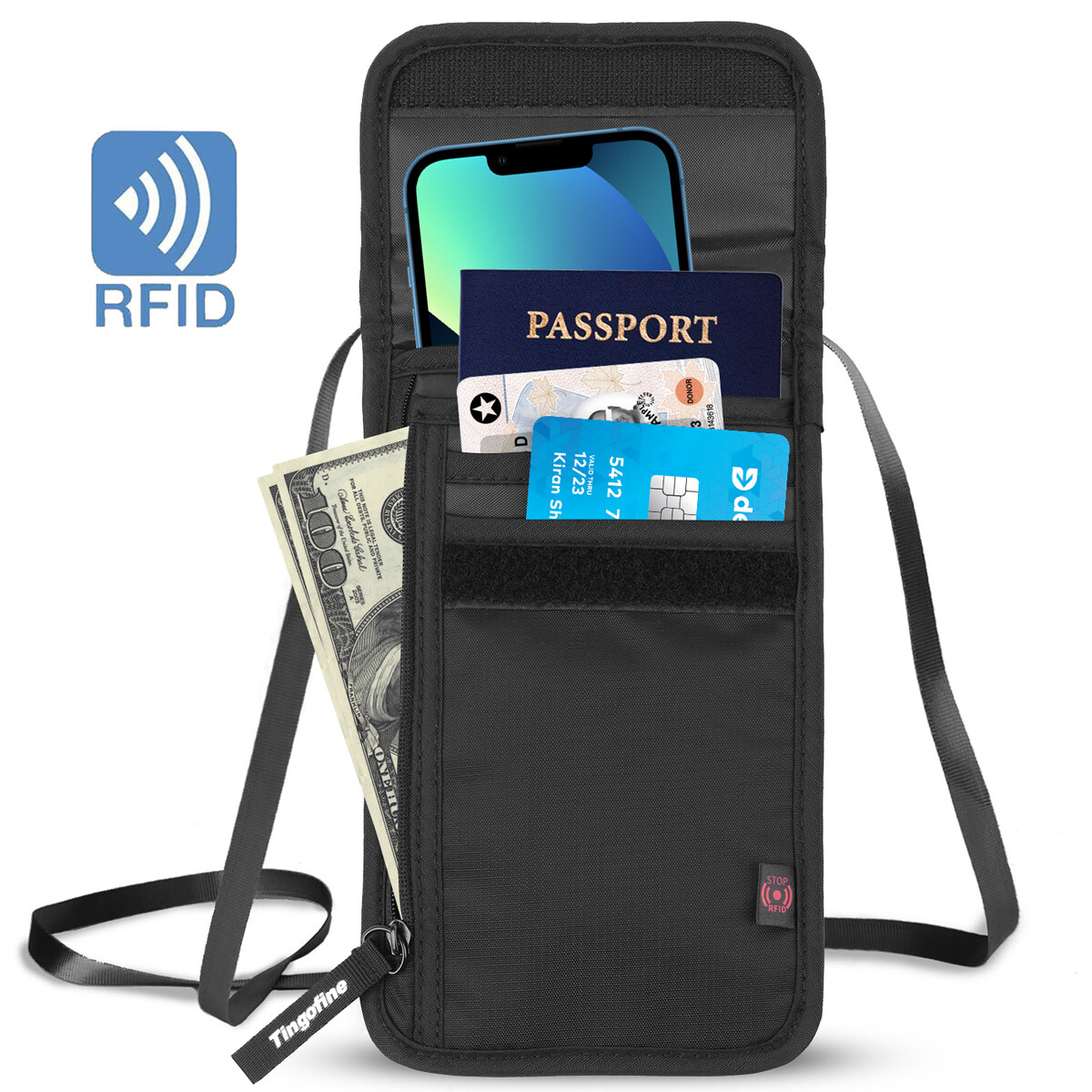 Waterproof RFID Blocking Neck Wallet Pouch Purse Cards Money Passport ...