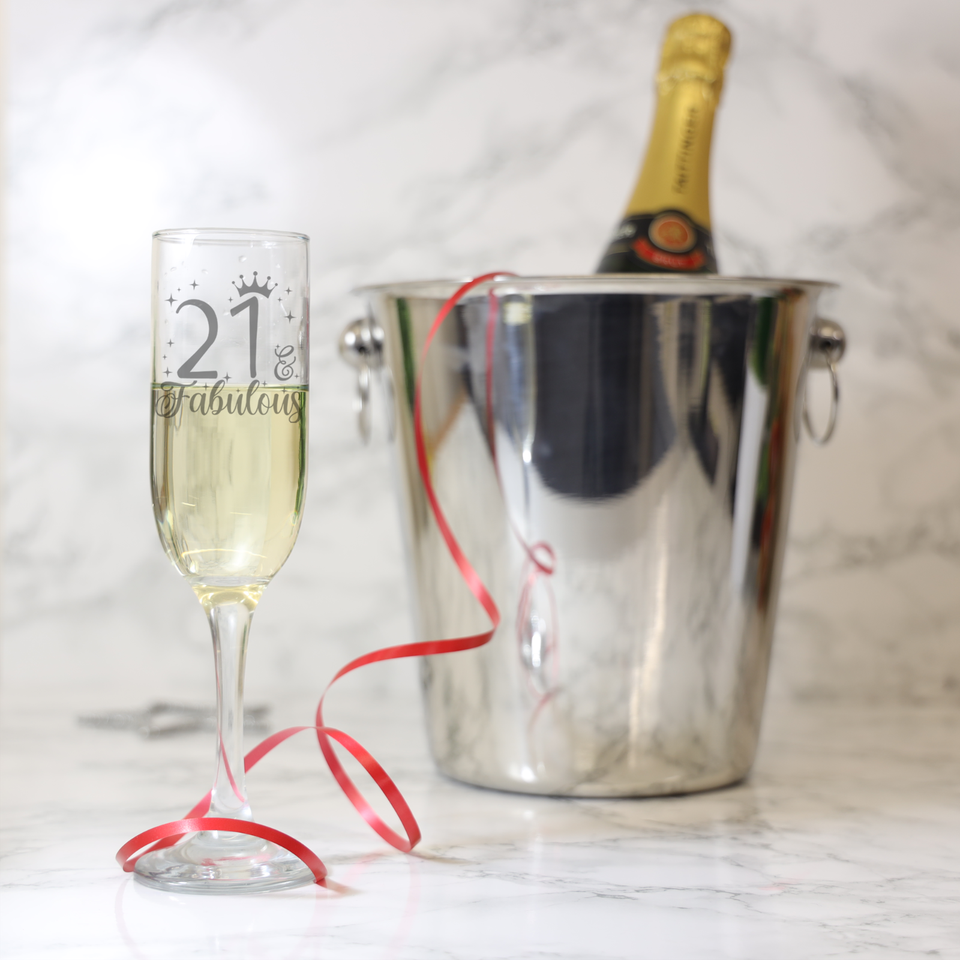 Personalised 21st Champagne Glass 21 and Fabulous Engraved 21st ...