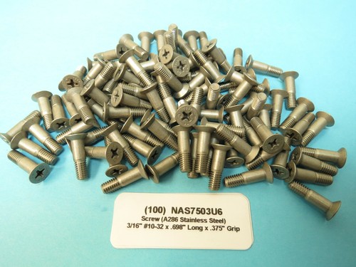 10-32 x .698 Aerospace Standard NAS7503U6 Flat Head Stainless Steel ...