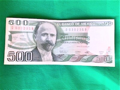 Mexican $500 Pesos Bank Note 1982 FRANCISCO I MADERO Nice Condition ...