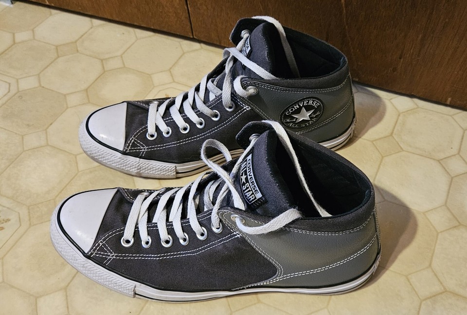 Mens Converse One Star Hi Top Gray & White Size 10.5 | eBay