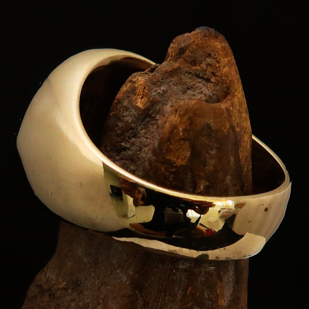 DOMED ROUND HEPTAGRAM MENS BRASS RING HEPTAGON SEVEN POINT STAR GREEN ...