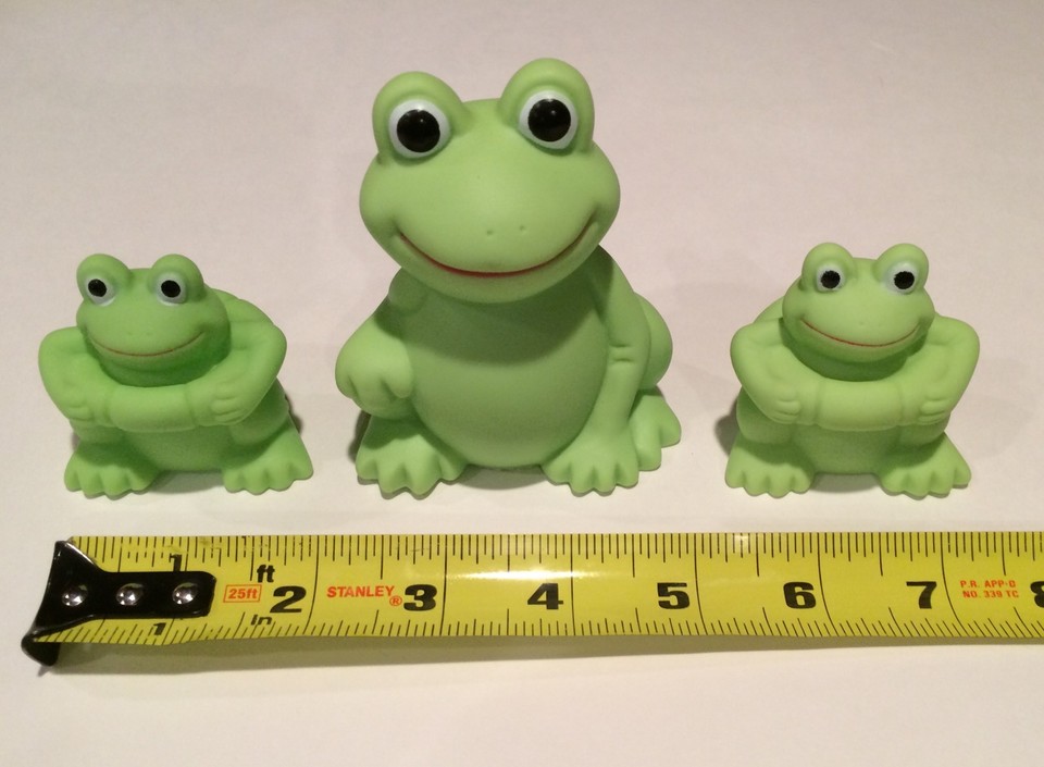 Rubber Froggy Bath Toy Party Favor Set of (3) -1 Large & 2 Small Green ...