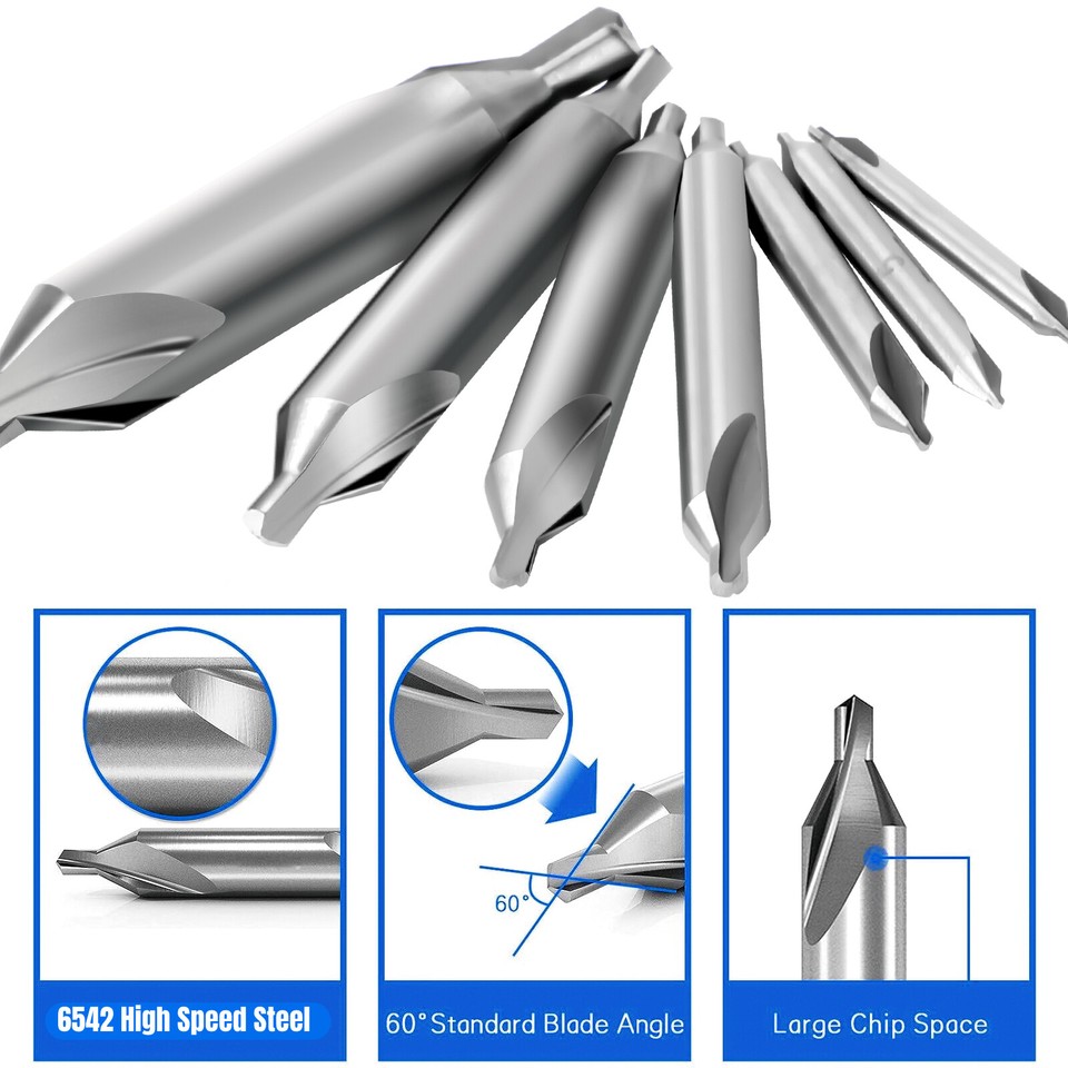 7Pcs HSS Center Drill Bits 60° Combined Countersink Spotting Tools Metalworking | eBay