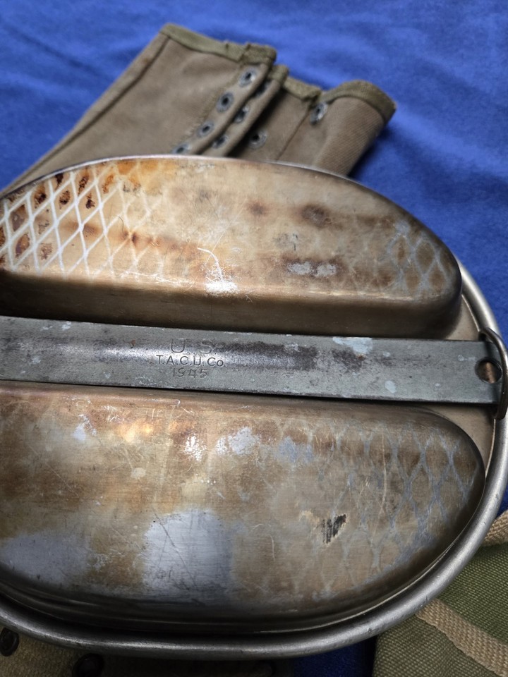 WW2 Web Gear Set With Canteen Awesome Trench Art Named | eBay