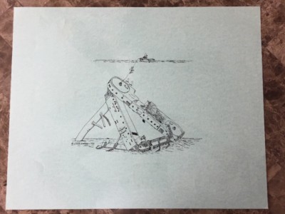 1990 Charles Zimmaro "Texas Tower 4" TT-4 Wreck Sketch Print - NJ SCUBA ...