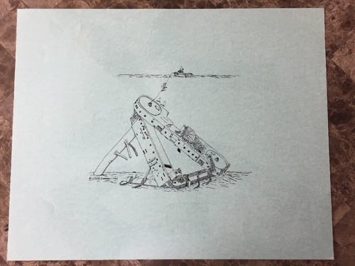1990 Charles Zimmaro "Texas Tower 4" TT-4 Wreck Sketch Print - NJ SCUBA ...