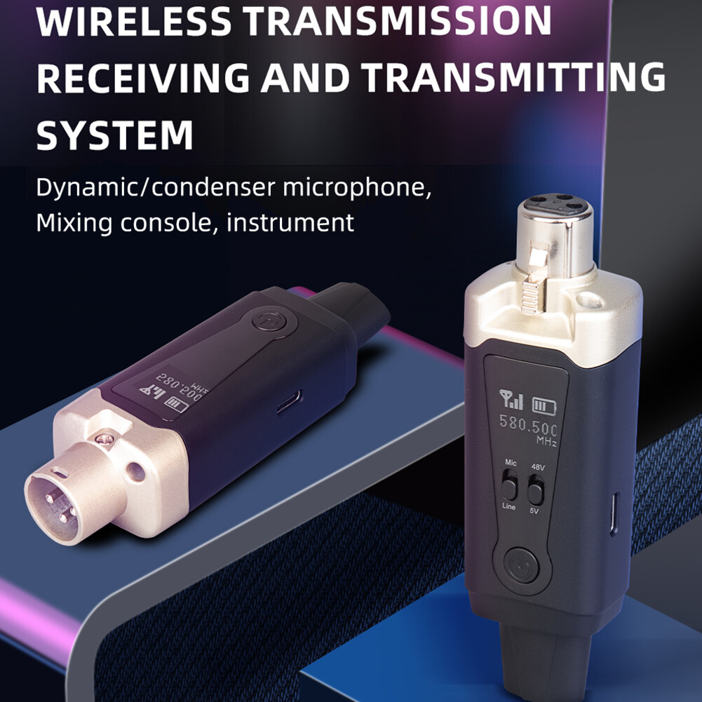 UHF Wireless Transmitter Receiver Kit Type-C Rechargeable for Musical ...