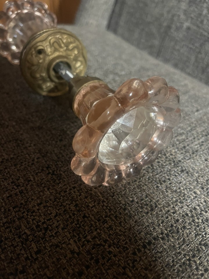 PINK GLASS FLOWER DOOR KNOB Set | eBay