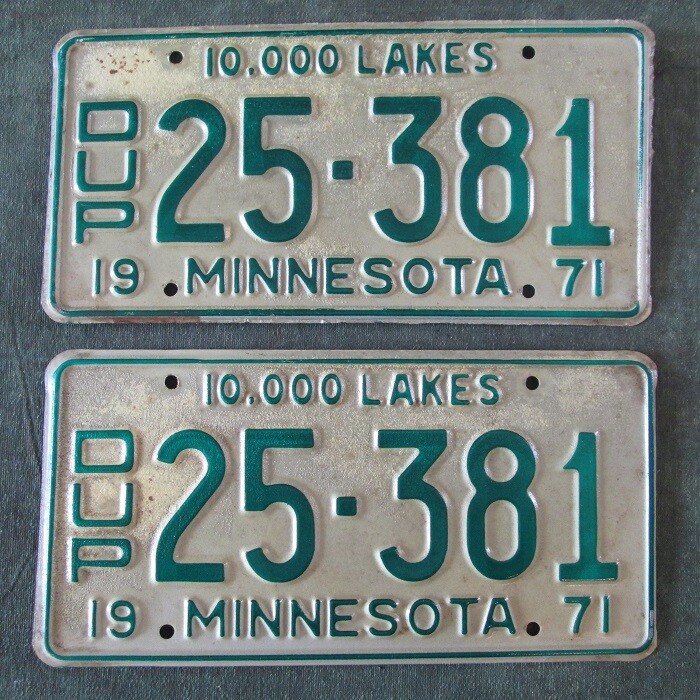 1971 Collector Minnesota DUPLICATE License Plate Matched PAIR YOM ...