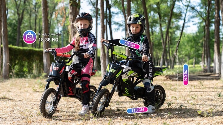RCB R9X 12" Wheel Kids Electric Motorcycle 300W 36V 15.5mph Off-Road E ...