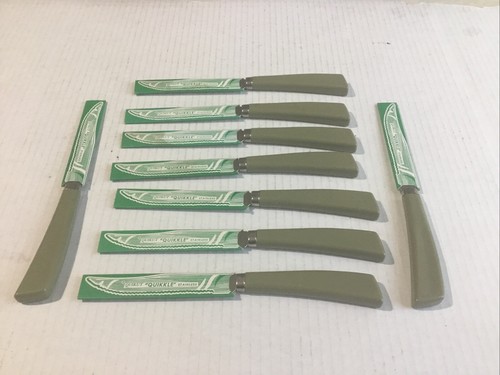 Vintage Quikut Quikkle Green Handle 8” Steak Knife Set 9. | eBay