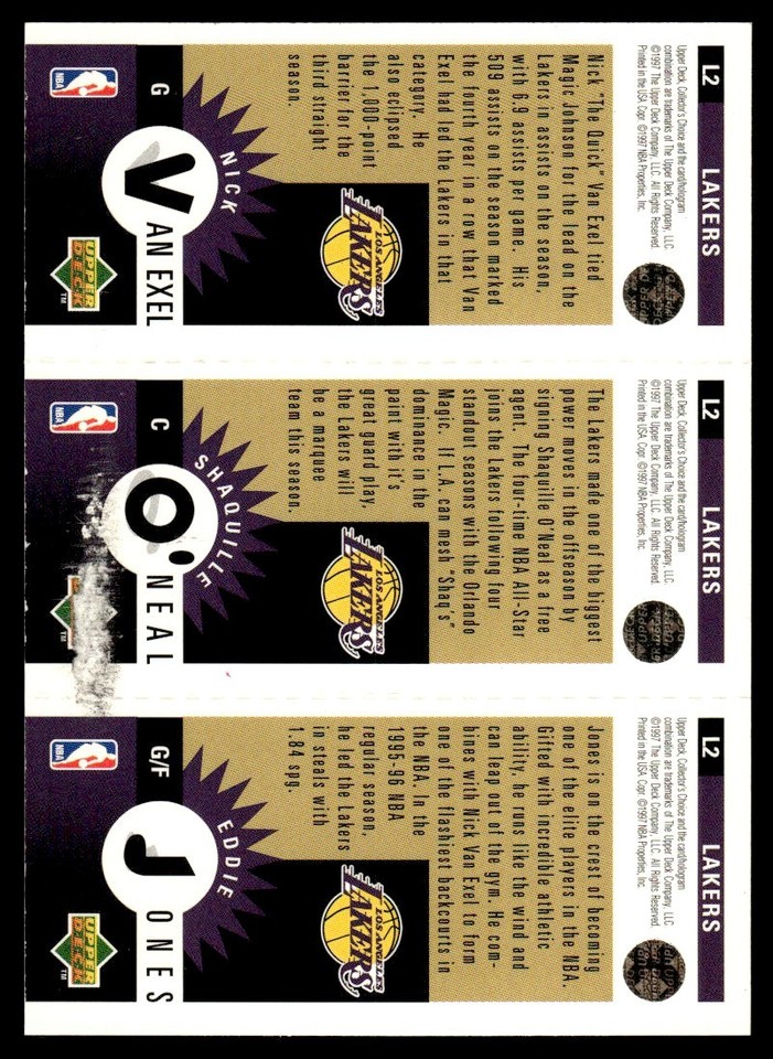 1996-97 Collector's Choice Team Set Insert Shaquille O’Neal/Jones/Van ...