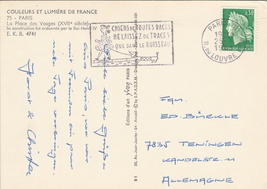 France Paris La Place des Vosges Used Postcard 11796 | eBay