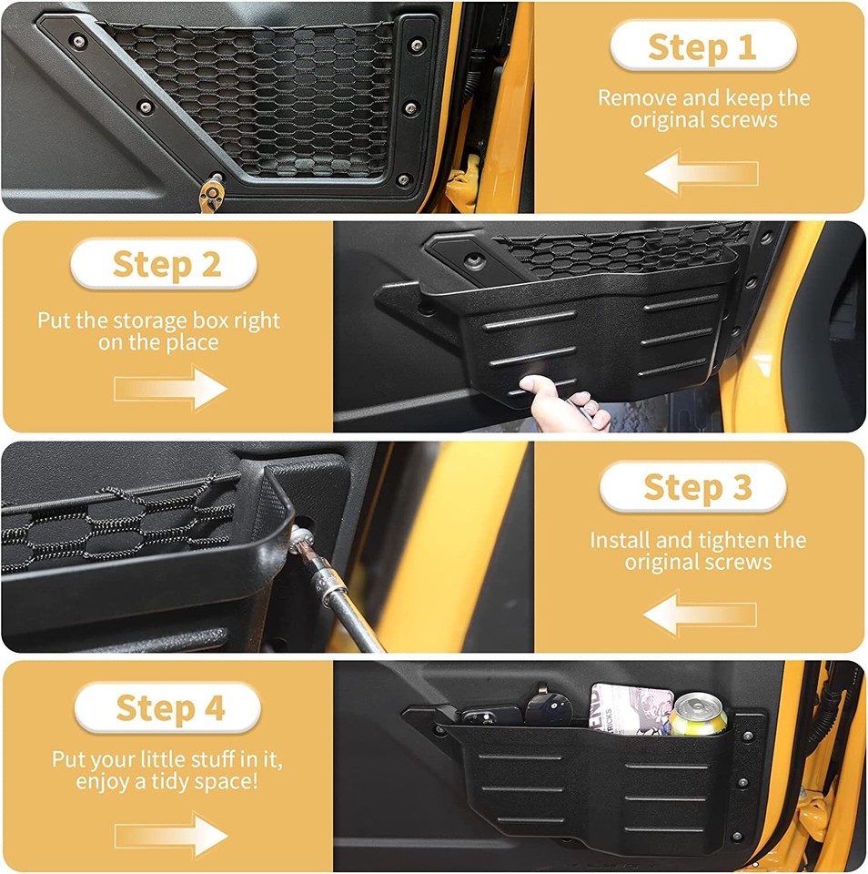 Front Door Pockets Storage Box Organizer Tray For Ford Bronco 2021 ...