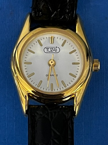 Vintage Tozai Mens White Dial Analog Quartz Watch Gold Tone New Battery ...