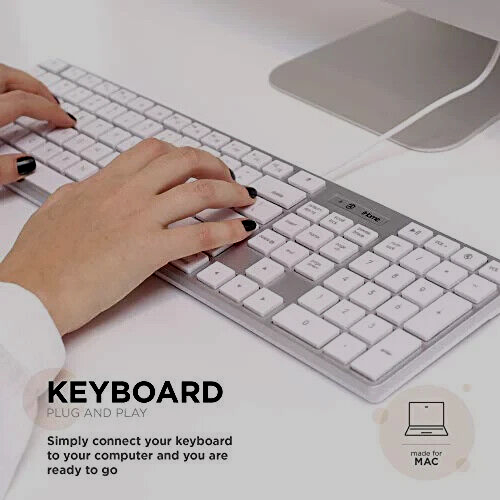 iHome Full Size Wired USB Keyboard for MAC 109-key White IMACK121S-AZ ...