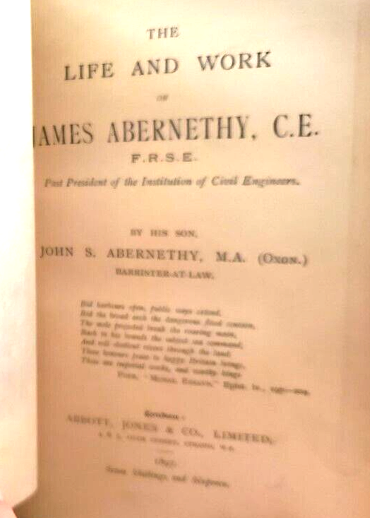 THE LIFE AND WORKS OF JAMES ABERNETHY, Leather, 1897, Engineering ...